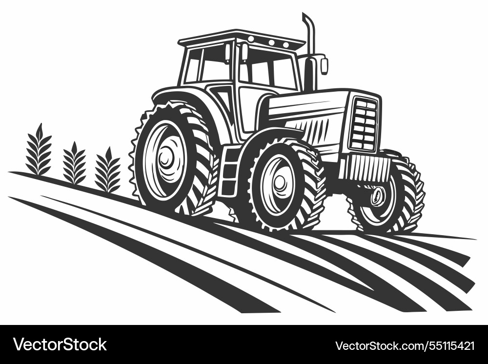 Classic tractor for farming and agric Royalty Free Vector
