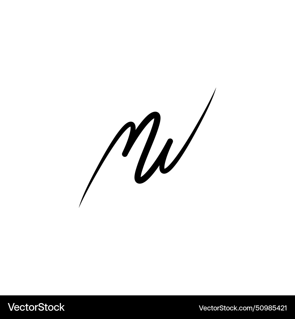 Initials letter m and w mw signature logo icon Vector Image