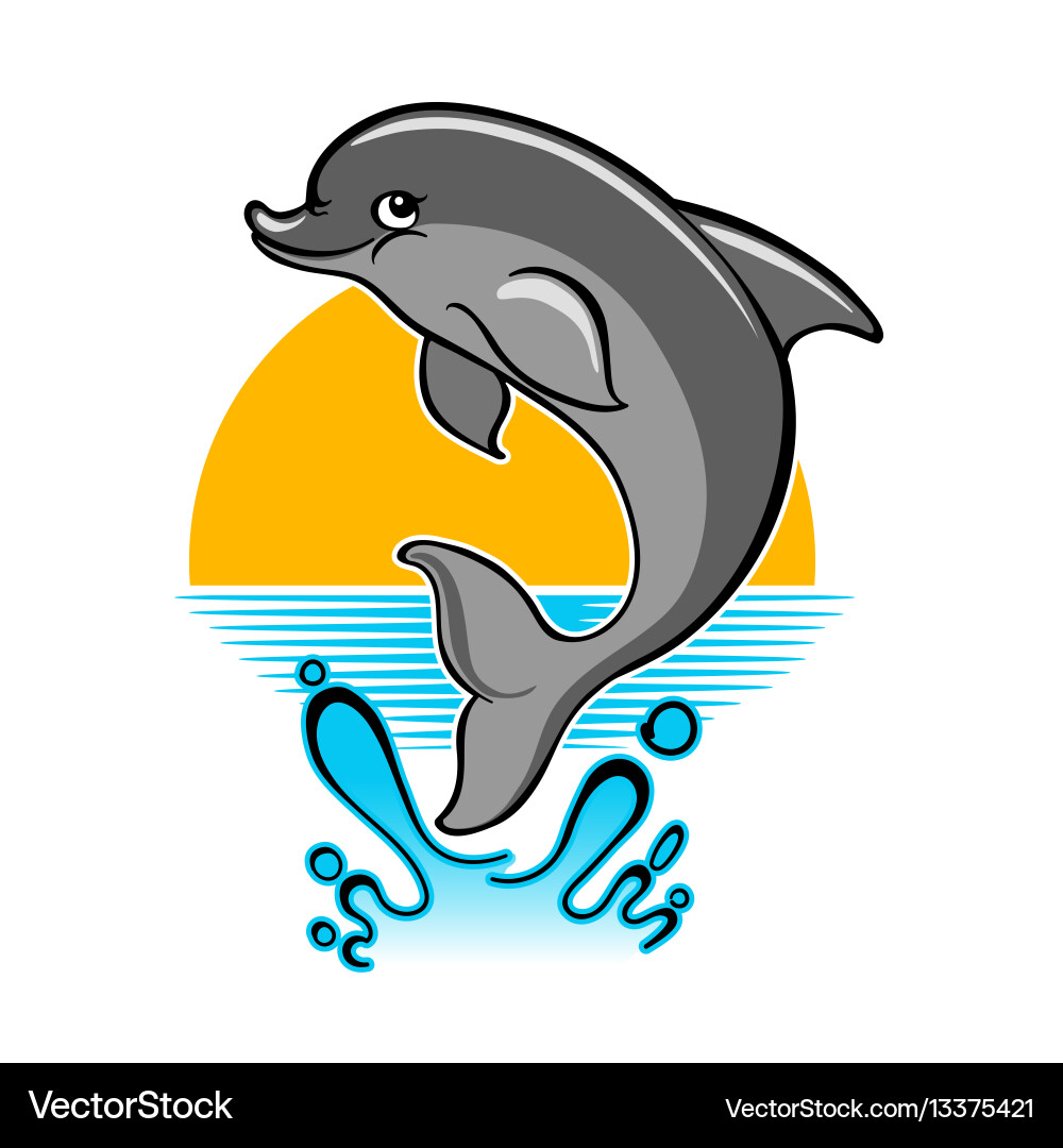 Jumping dolphin cartoon Royalty Free Vector Image