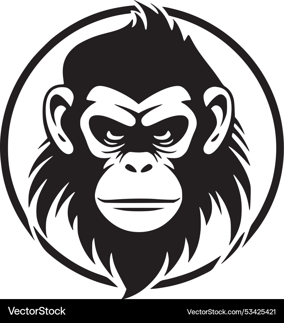 Monkey - minimalist and flat logo Royalty Free Vector Image