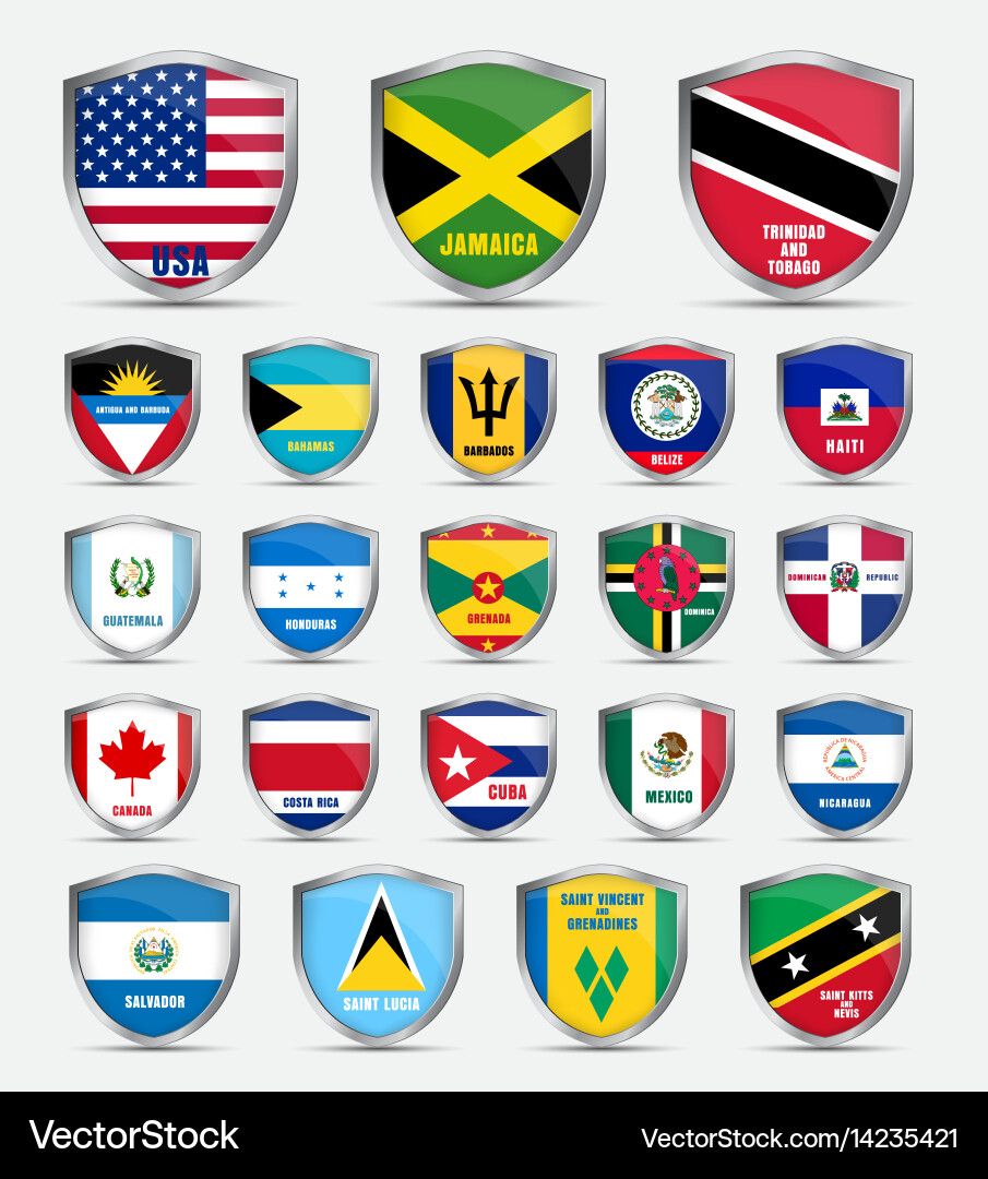 North America Country Shields Royalty Free Vector Image