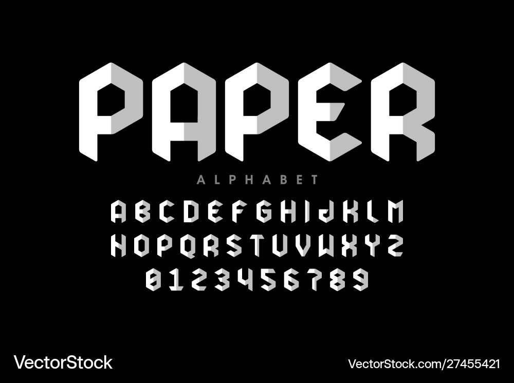 Origami style font design paper folding alphabet Vector Image