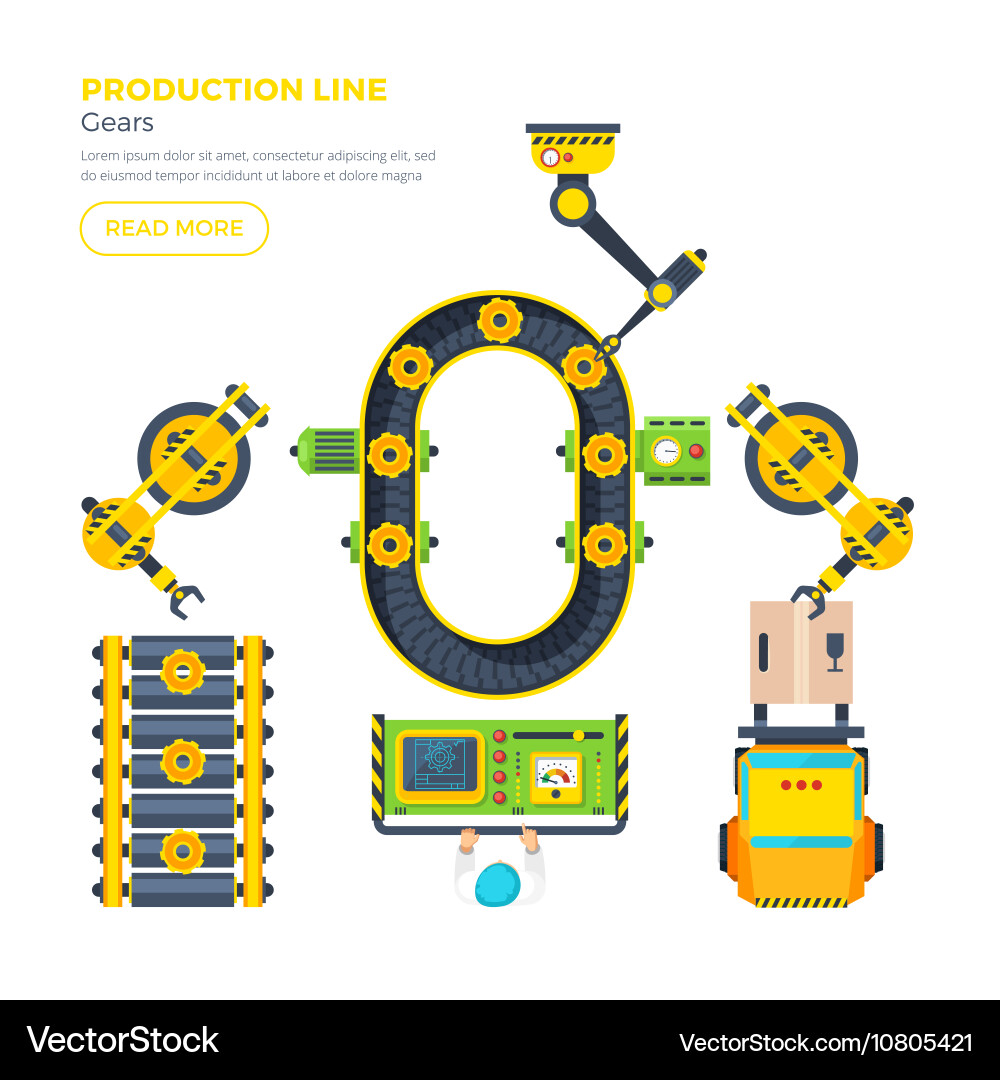 Production line top view Royalty Free Vector Image