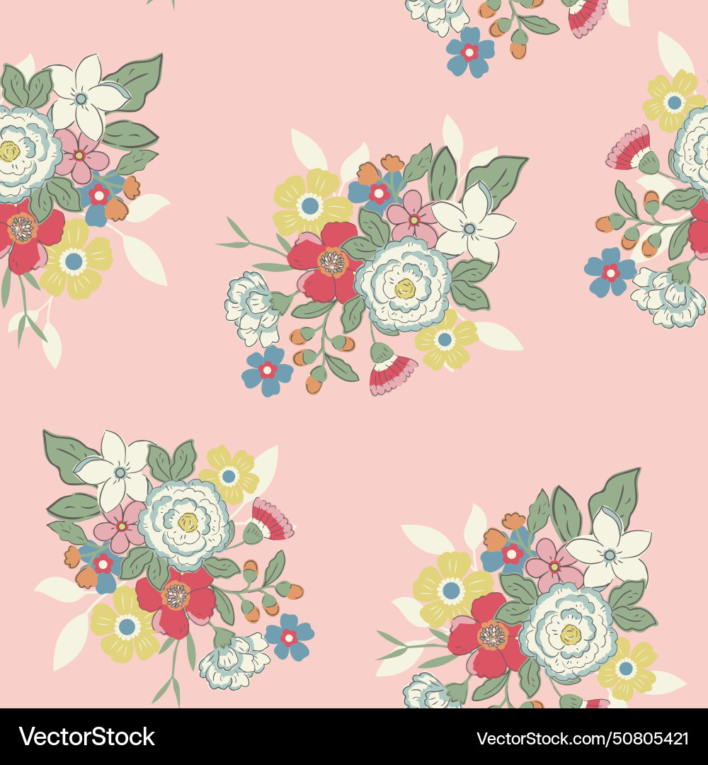 Vintage repeat seamless pattern with hand drawn Vector Image
