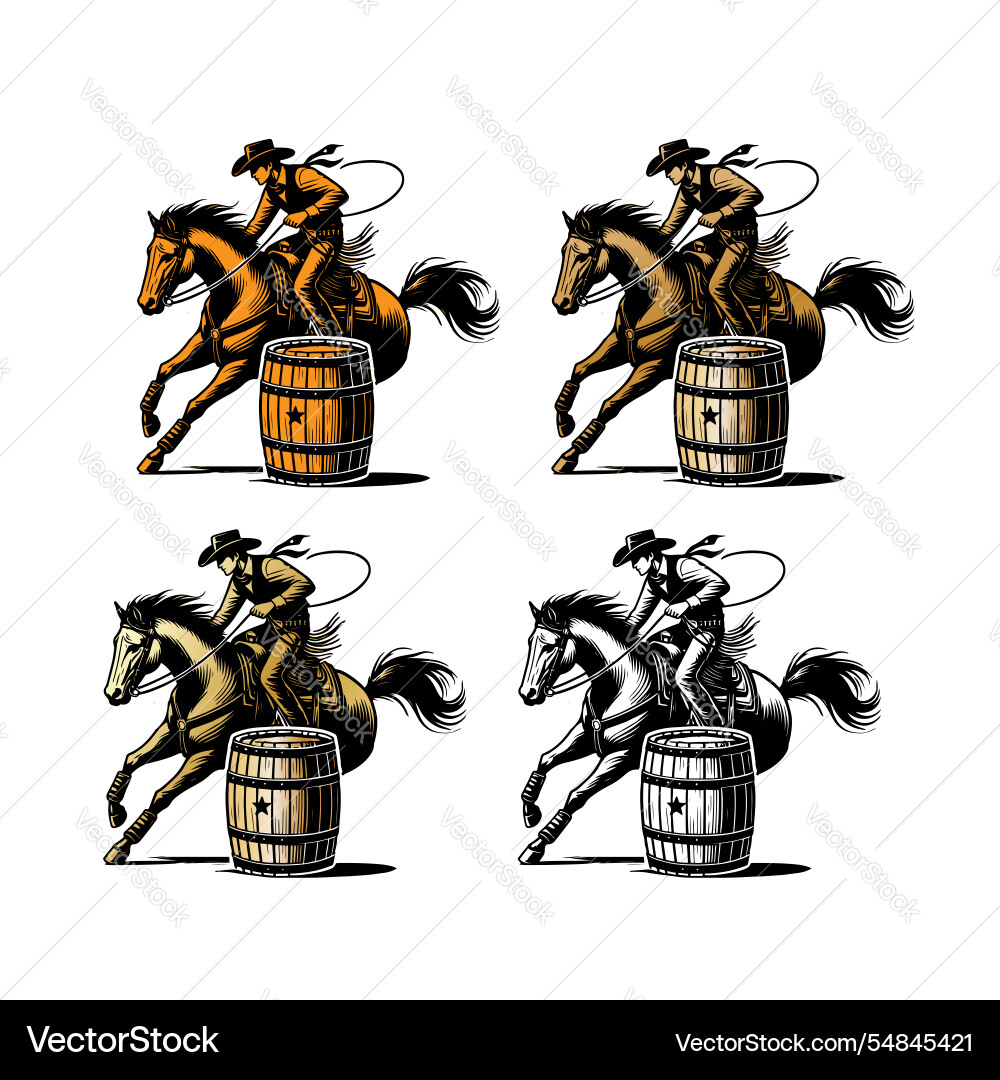 Western cowboy barrel racing competition Vector Image