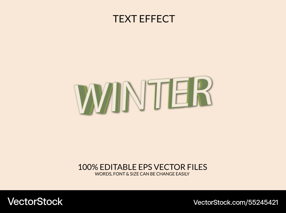Winter eps 3d text effect Royalty Free Vector Image