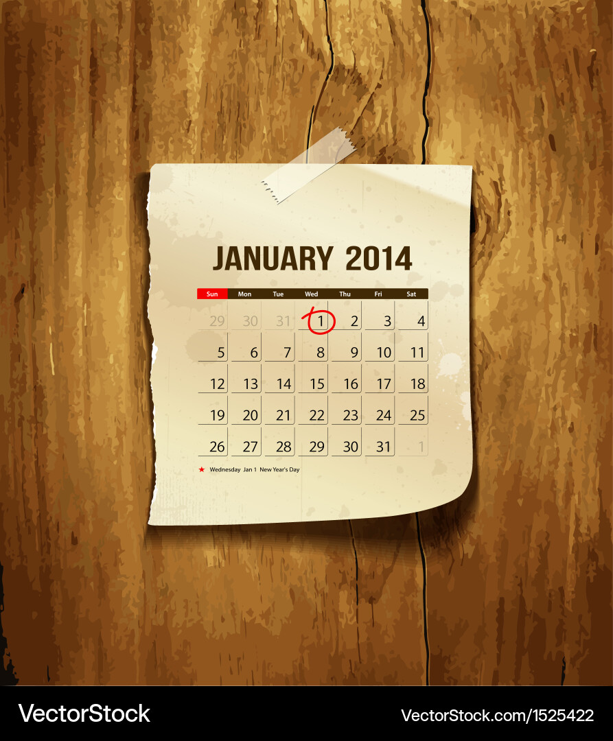 Calendar january 2014 Royalty Free Vector Image