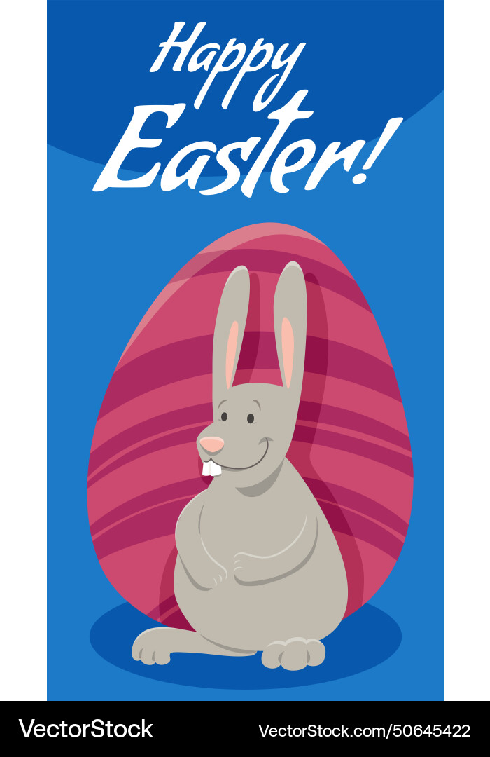 Cartoon easter bunny with painted egg greeting Vector Image