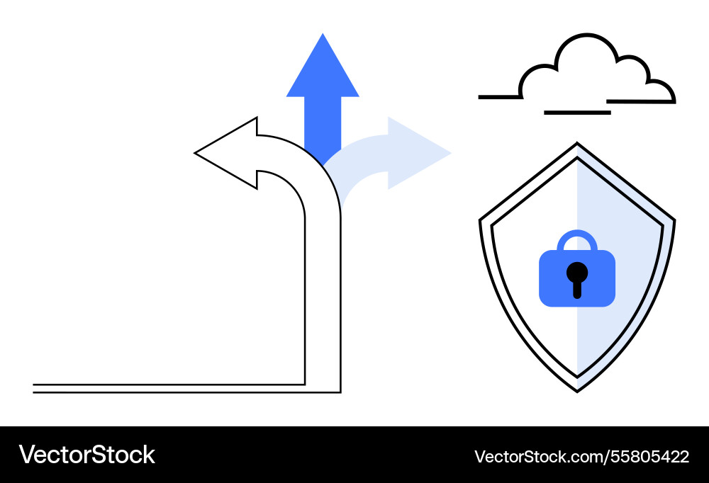 Decision-making arrows and security shield Vector Image