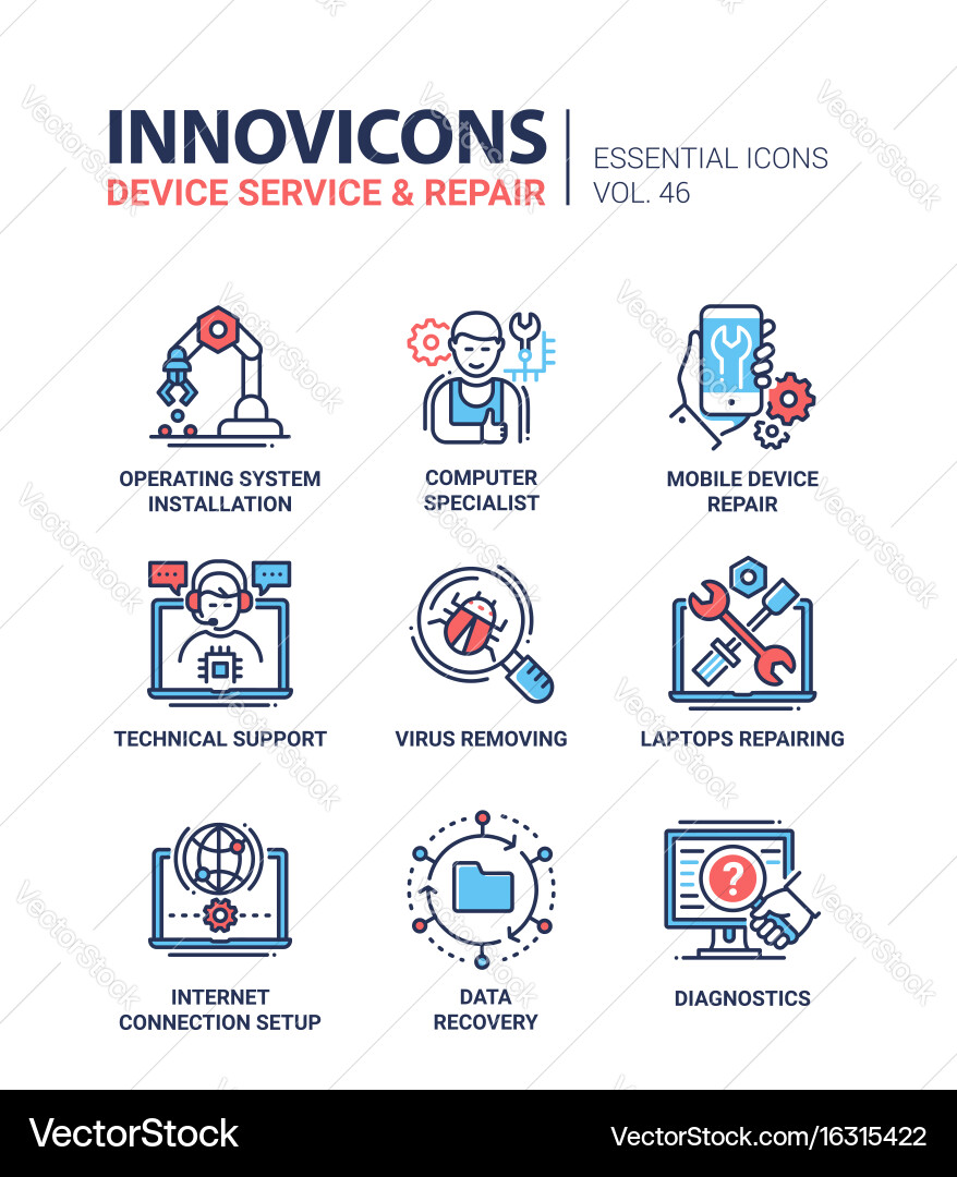 Device service - modern line design icons Vector Image