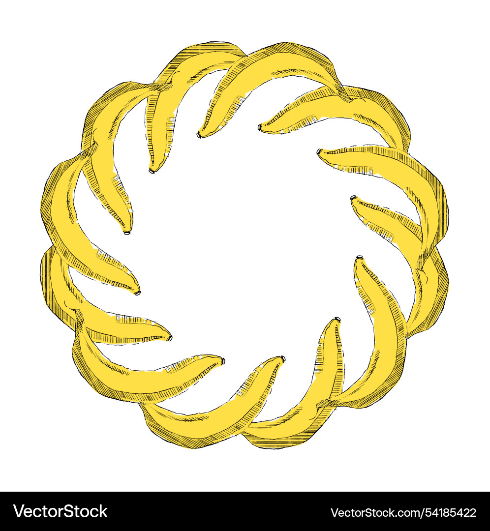 Graphic jungle circle round frame with yellow Vector Image