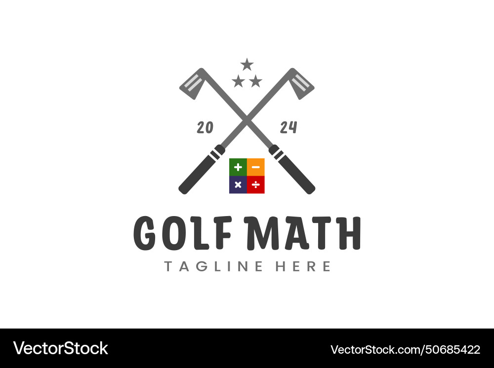 Modern flat unique mathematics golf ball club Vector Image