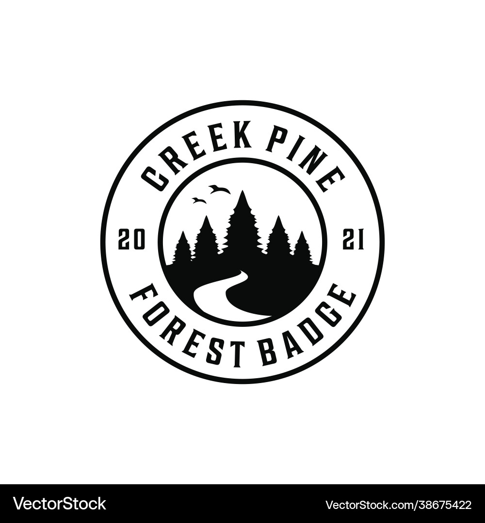 Retro Forest Pine Logo Royalty Free Vector Image