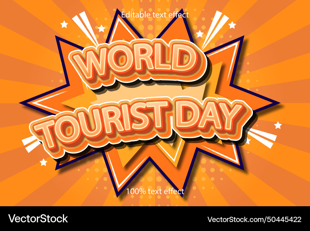 World tourist day text effect Royalty Free Vector Image