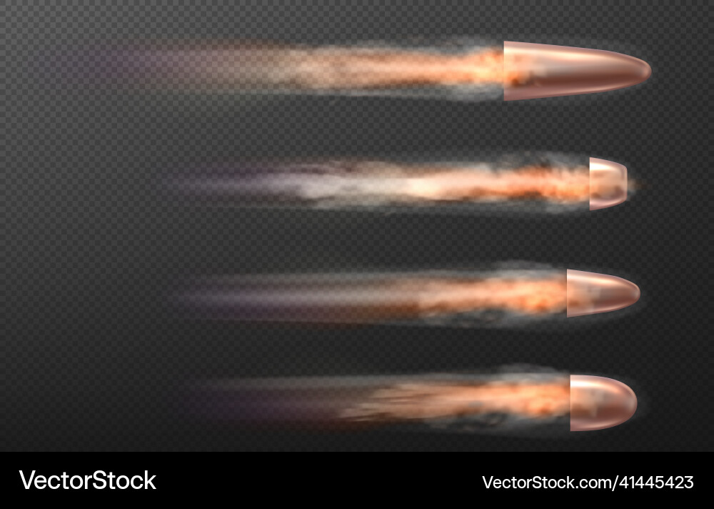 Flying bullet traces gunshots in motion Royalty Free Vector