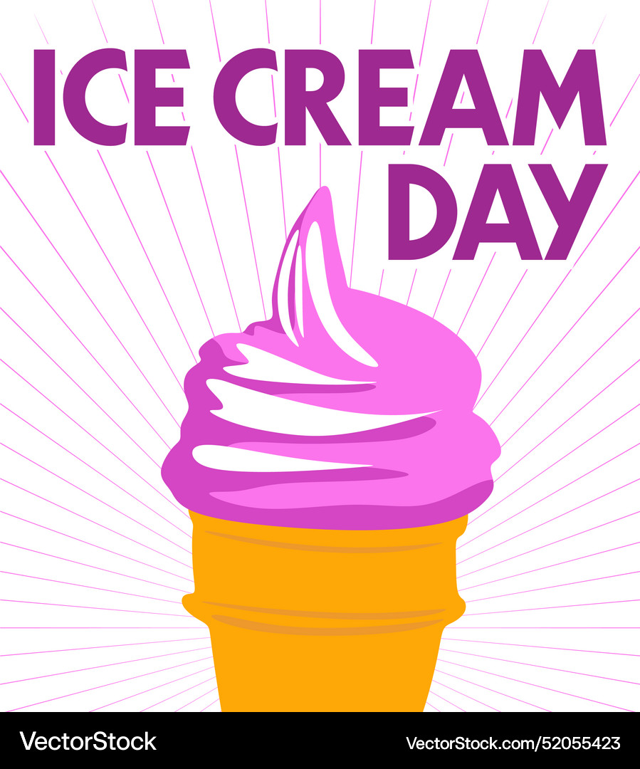 Ice cream day with delicious pink Royalty Free Vector Image