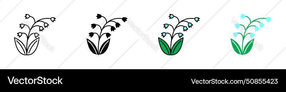 May lily icon set valley and bloom symbol Vector Image