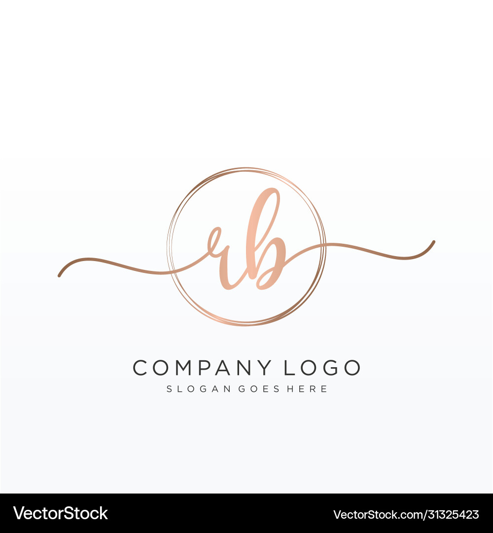 Rb initial handwriting logo design Royalty Free Vector Image