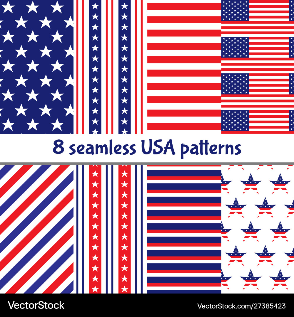 Red White Blue 4th July Patterns Royalty Free Vector Image