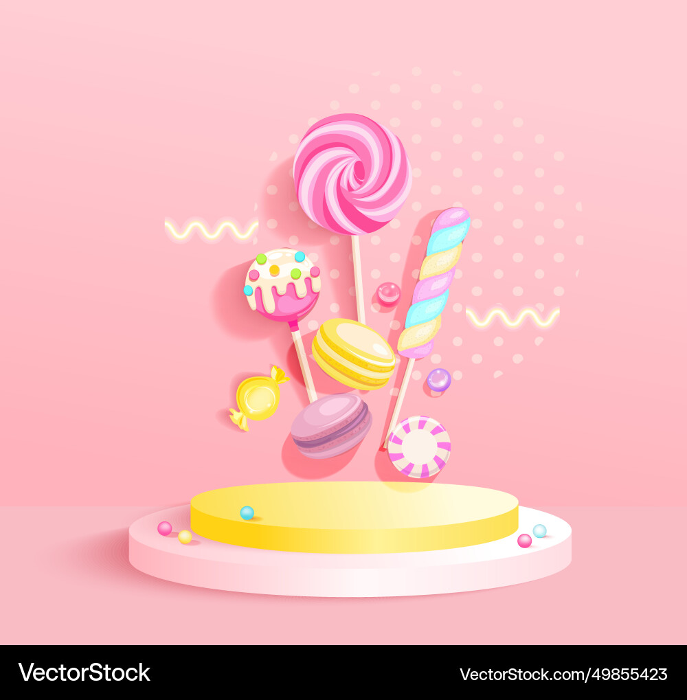 Sweet candy display podium for sweets Royalty Free Vector