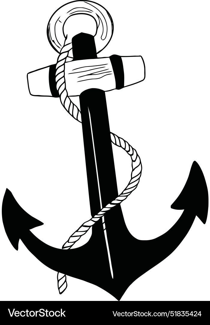 Anchor with rope silhouette design isolated Vector Image
