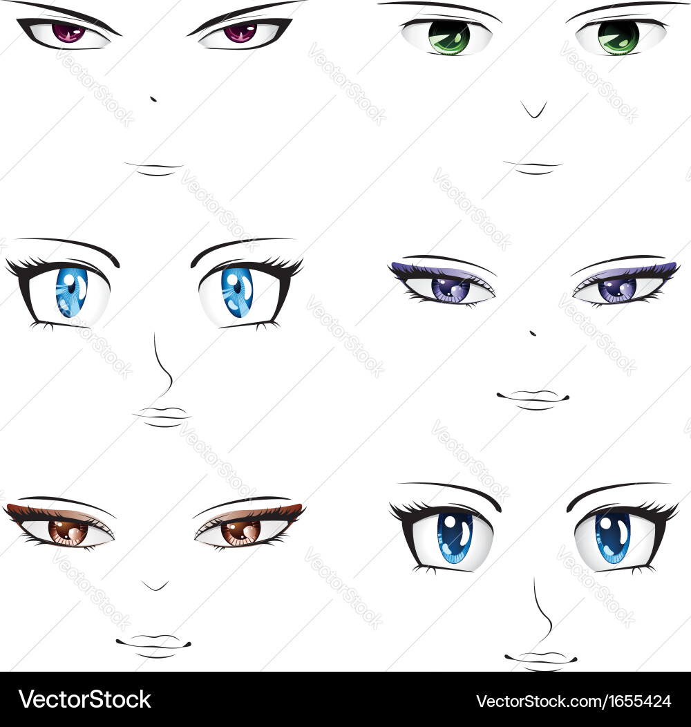 Anime faces Royalty Free Vector Image - VectorStock