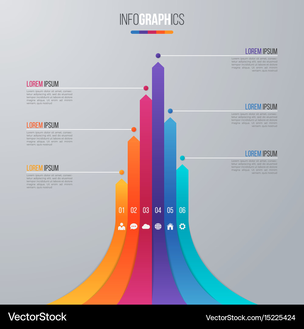 Bar chart infographic template with 6 options Vector Image