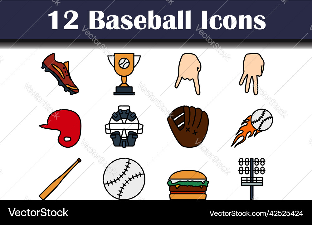 Baseball icon set Royalty Free Vector Image - VectorStock
