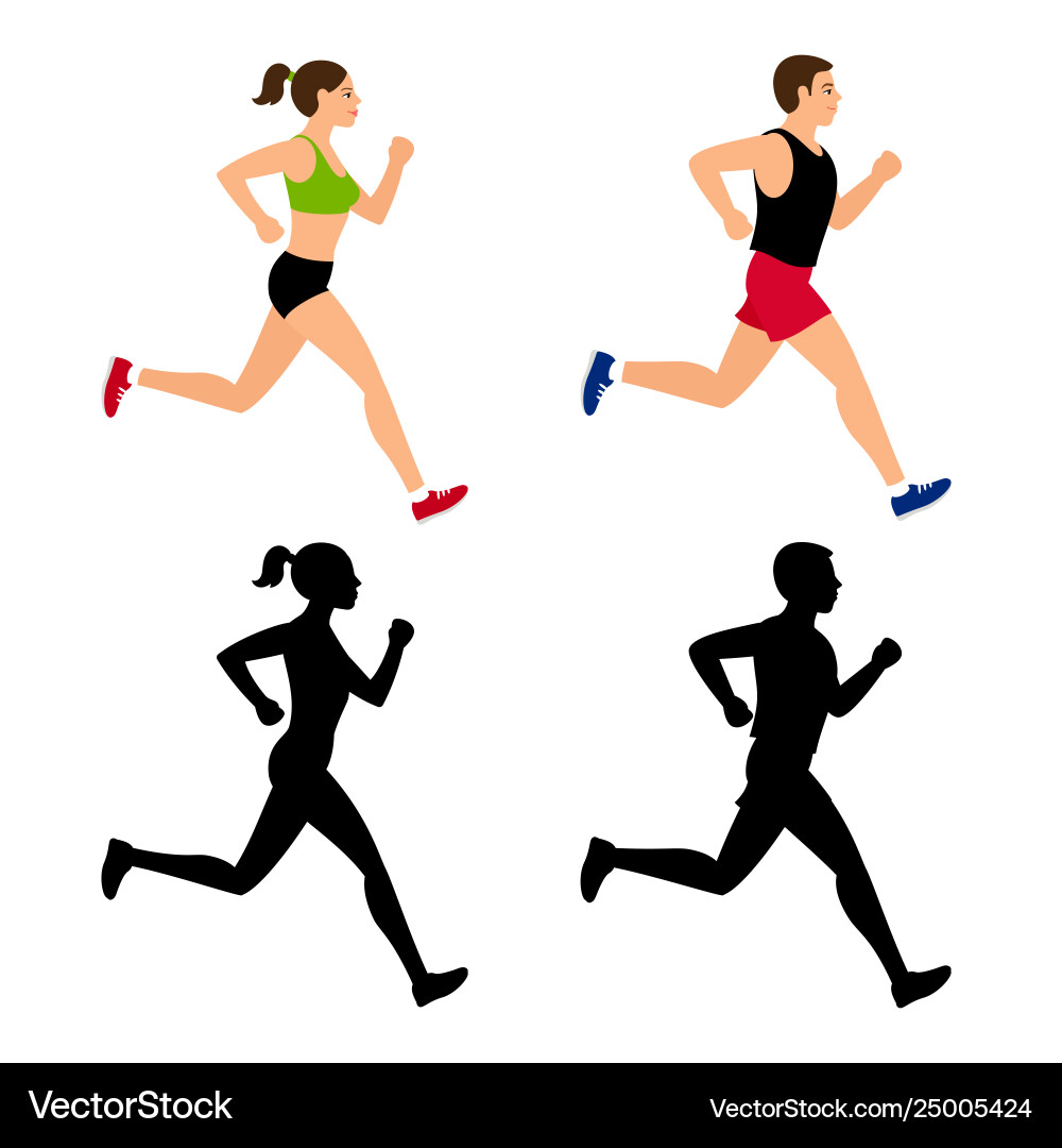 Cartoon character running people Royalty Free Vector Image