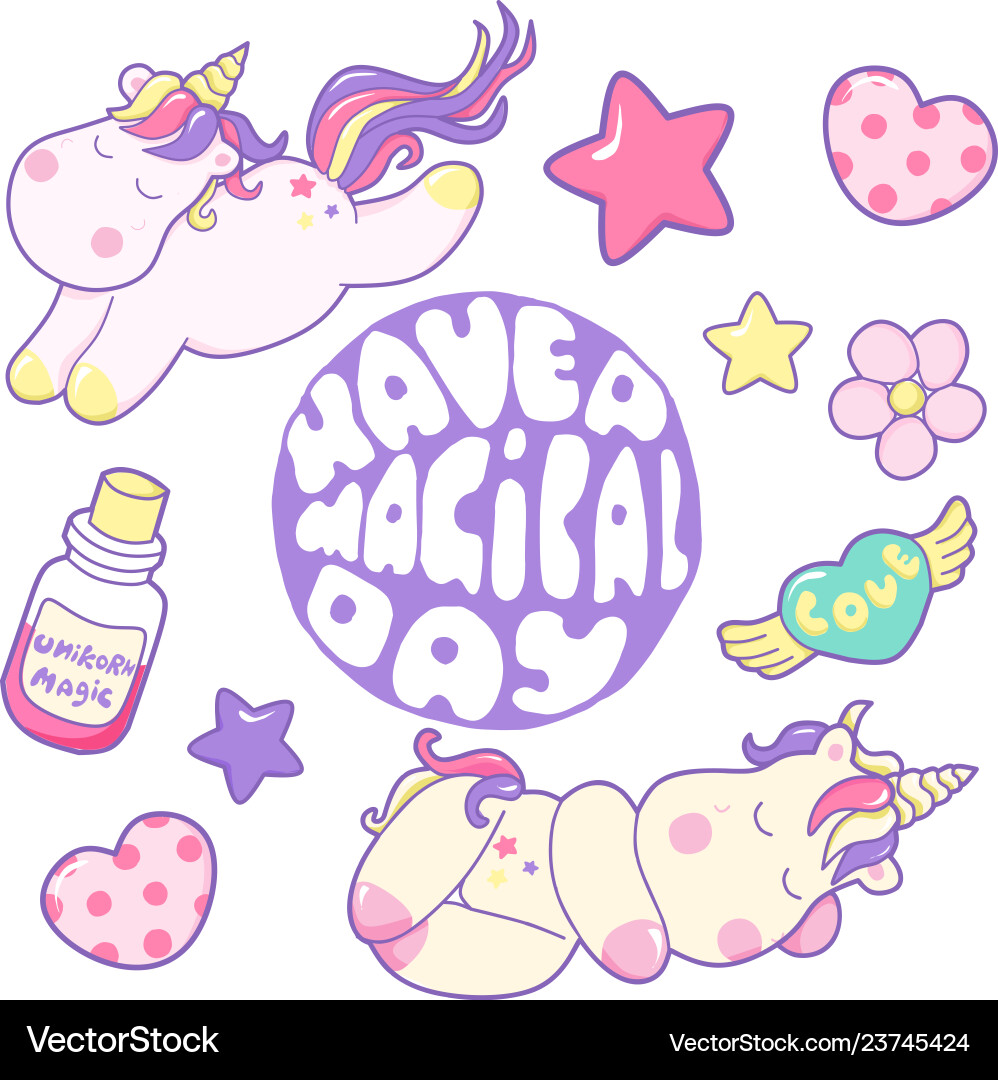 Cute Sleeping Unicorn on Clouds Royalty Free Vector Image