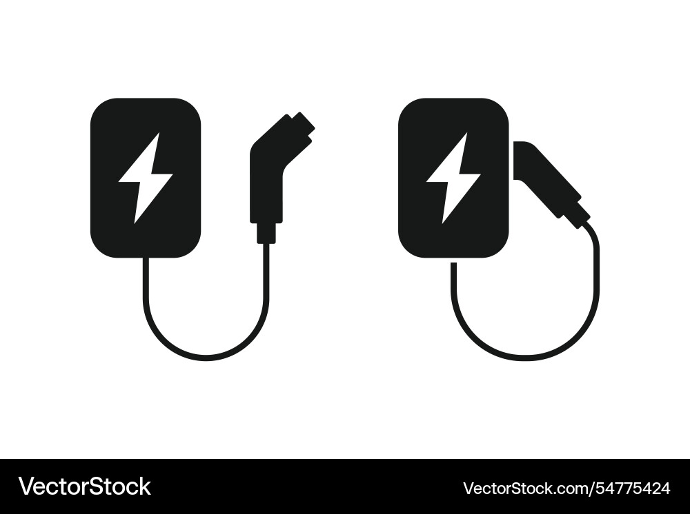 Electric vehicle charging device icons Royalty Free Vector