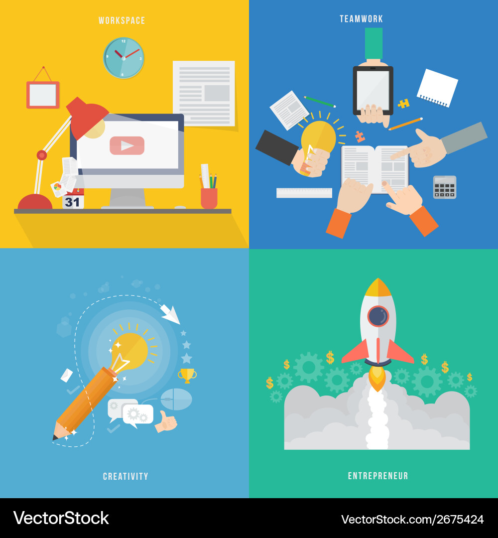 Element of workspace creative teamwork Royalty Free Vector