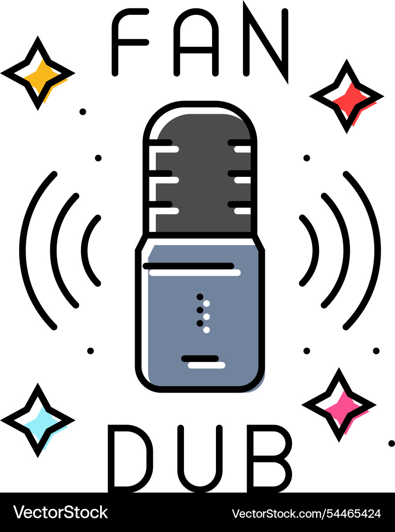 Fandubs otaku color icon Royalty Free Vector Image