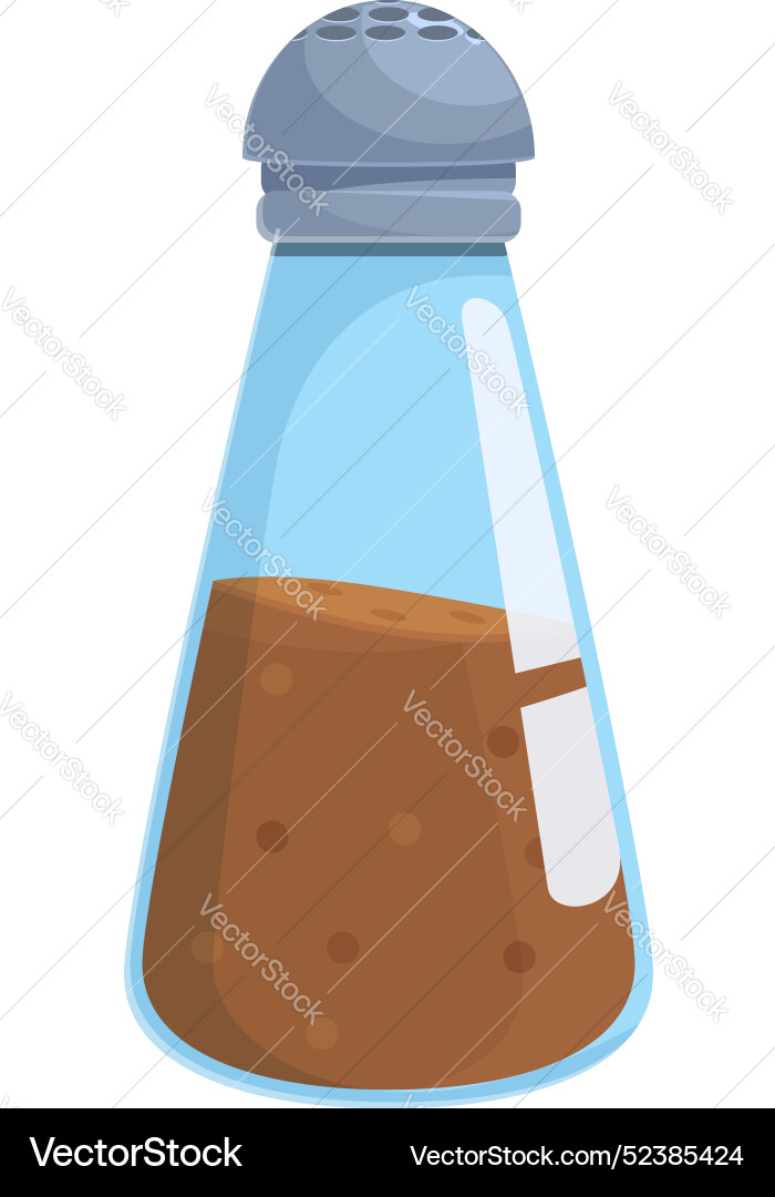 Glass salt or pepper shaker containing brown Vector Image