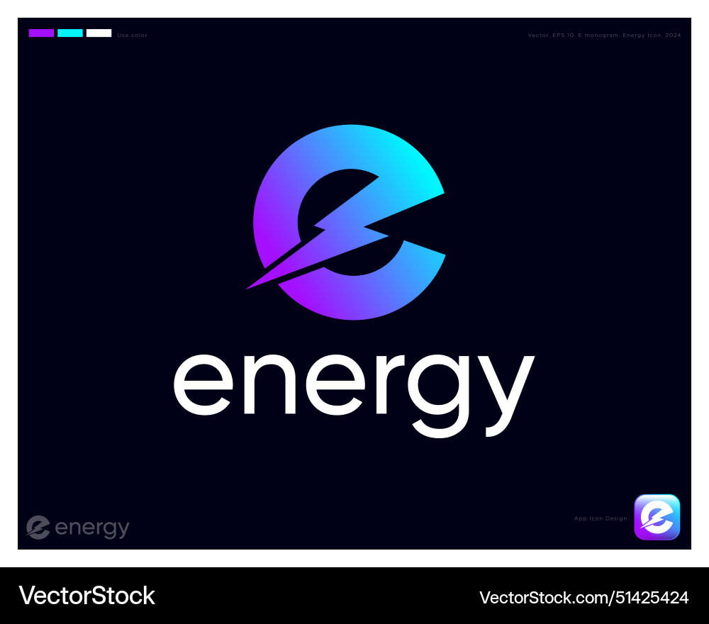 Letter e with lightning monogram corporate style Vector Image