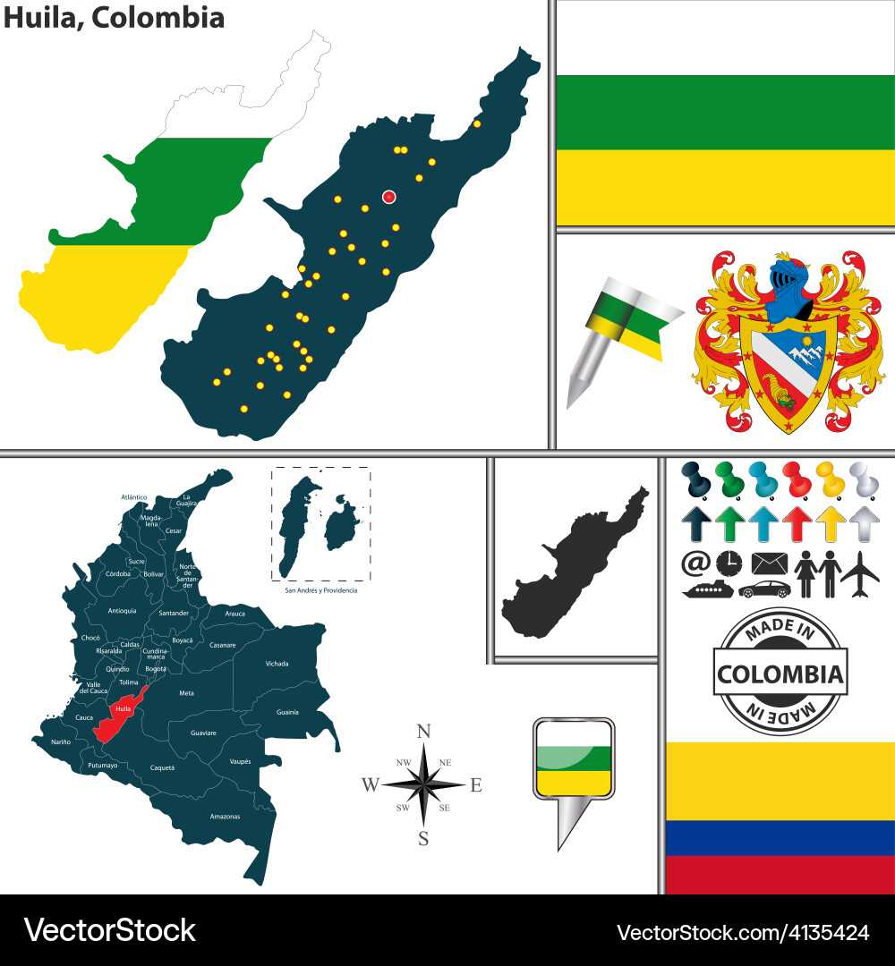 Map of huila Royalty Free Vector Image - VectorStock