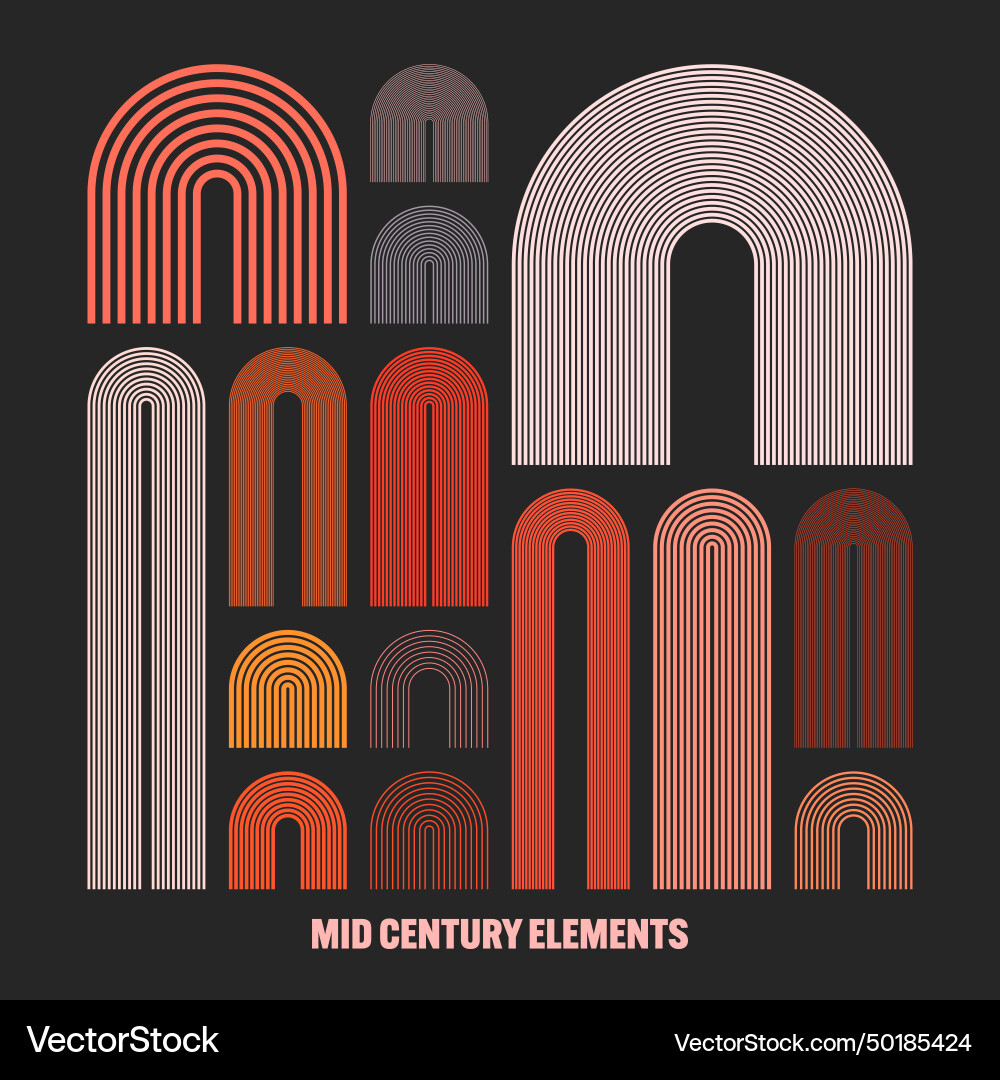Mid century arch elements modern geometric shapes Vector Image