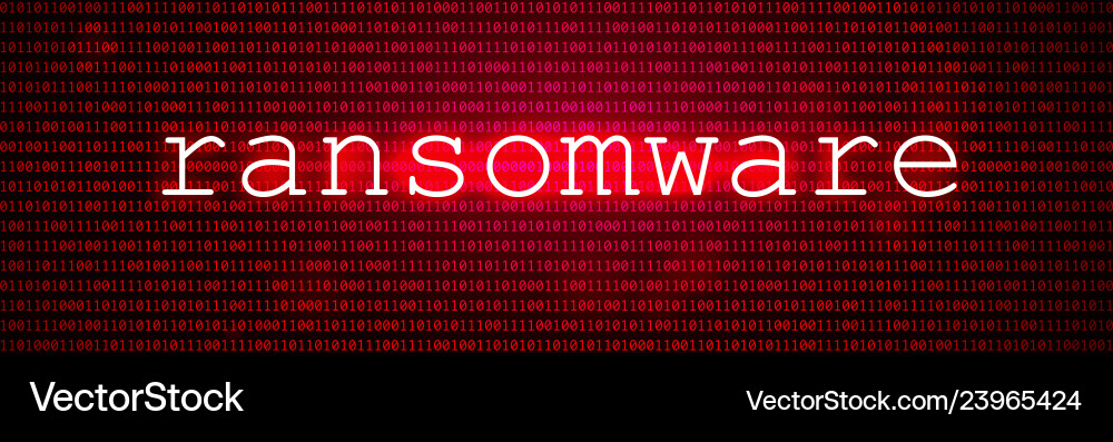 Red bg with code cyber attack and ransomware Vector Image
