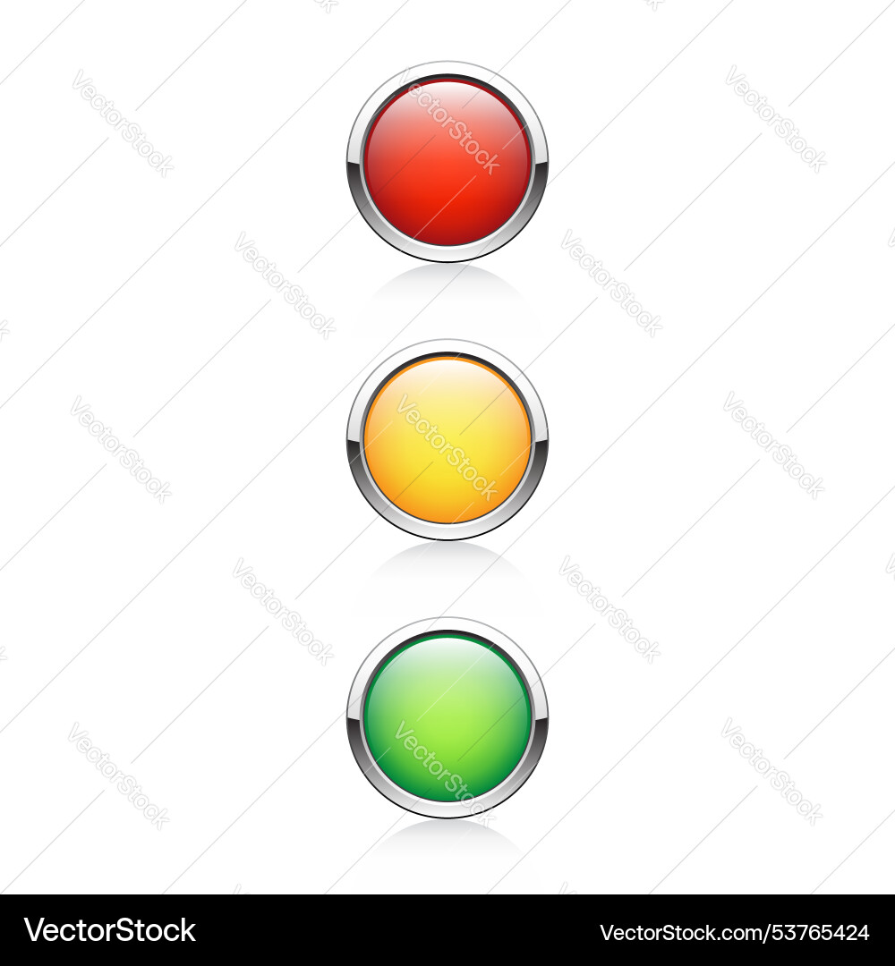Red yellow green button set Royalty Free Vector Image