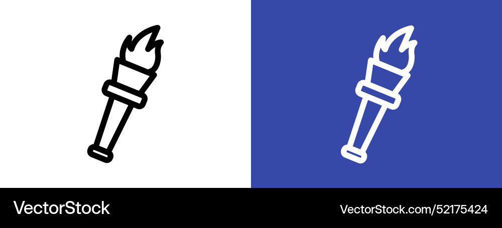 Torch Flame Logo Sign Set Outline Royalty Free Vector Image
