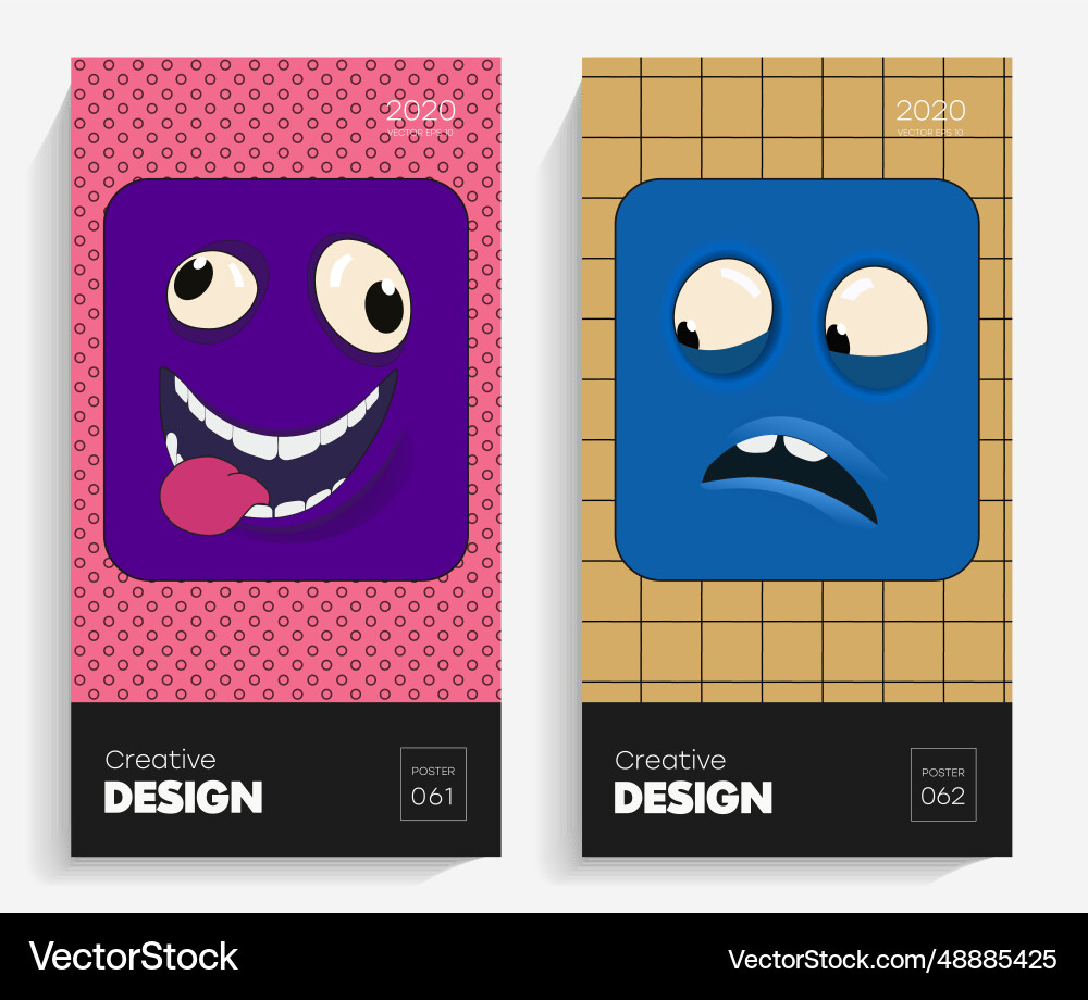 Bright abstract art comic face Royalty Free Vector Image