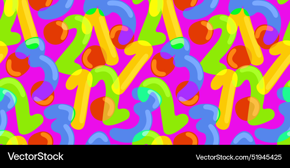 Bright seamless pattern with glossy figures 1 2 3 Vector Image