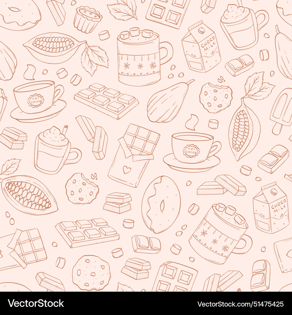 Chocolate doodles seamless pattern Royalty Free Vector Image