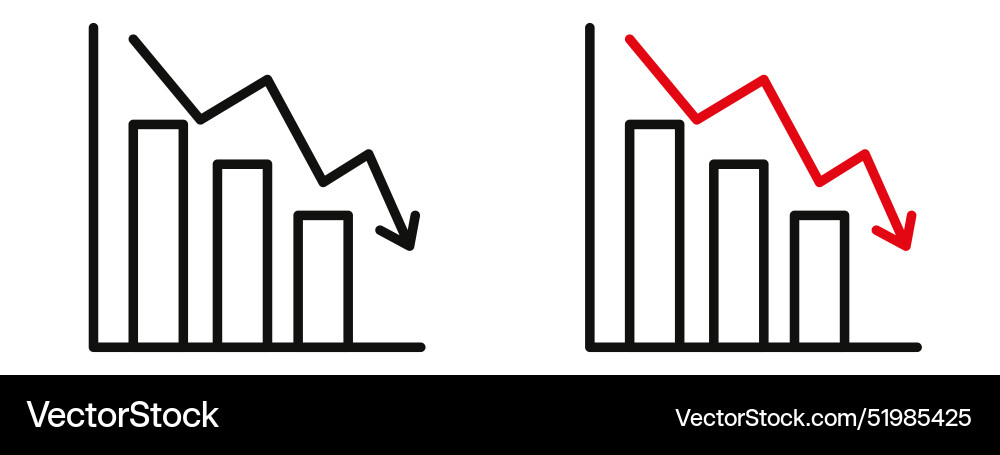 Decline chart icon decrease in performance Vector Image