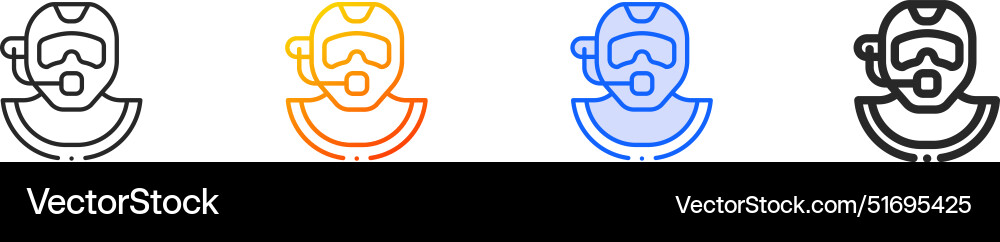 Diving helmet iconthin linear gradient blue Vector Image