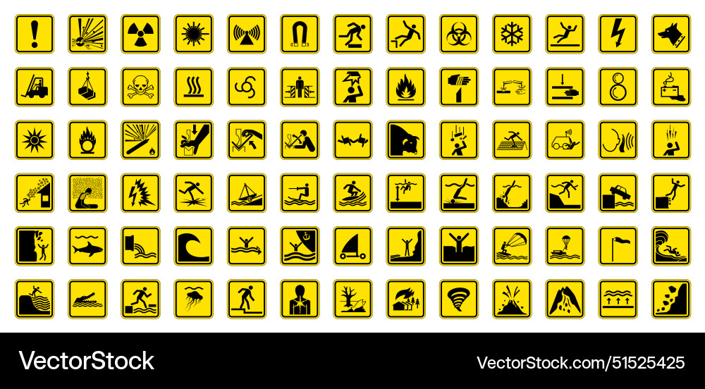 ISO 7010 Safety Hazard Symbols – Royalty-Free Vector | VectorStock