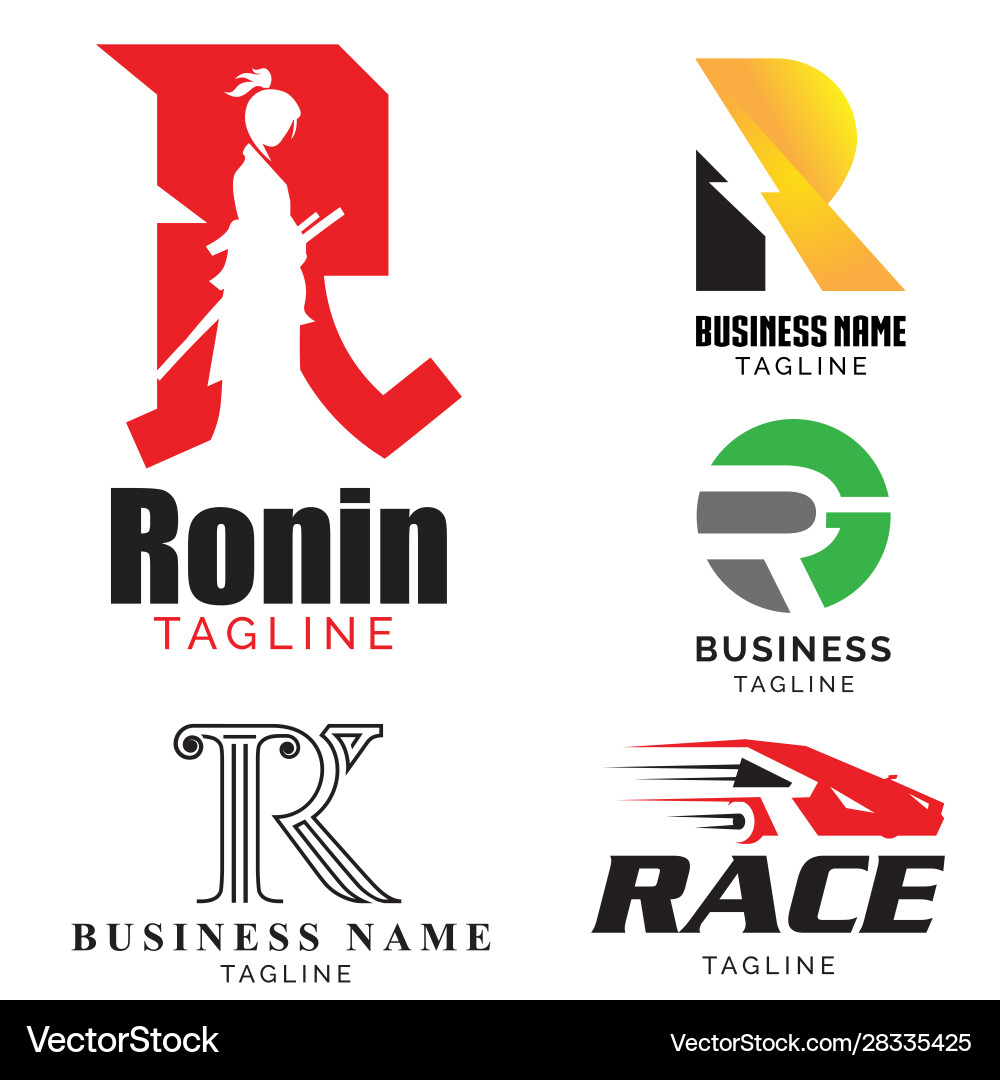 R letter based theme logo set volume 1 Royalty Free Vector