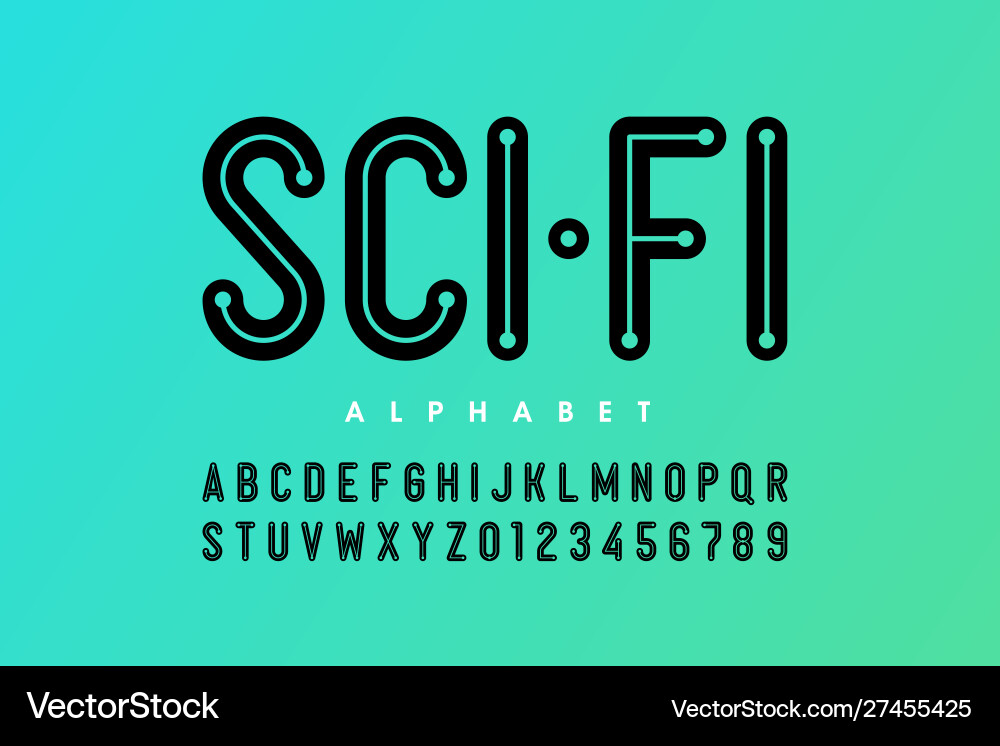 Science fiction style font alphabet letters Vector Image
