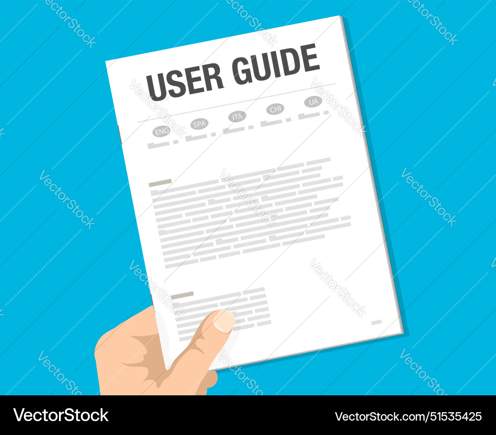 User guide guidebook hand holding a paper Vector Image