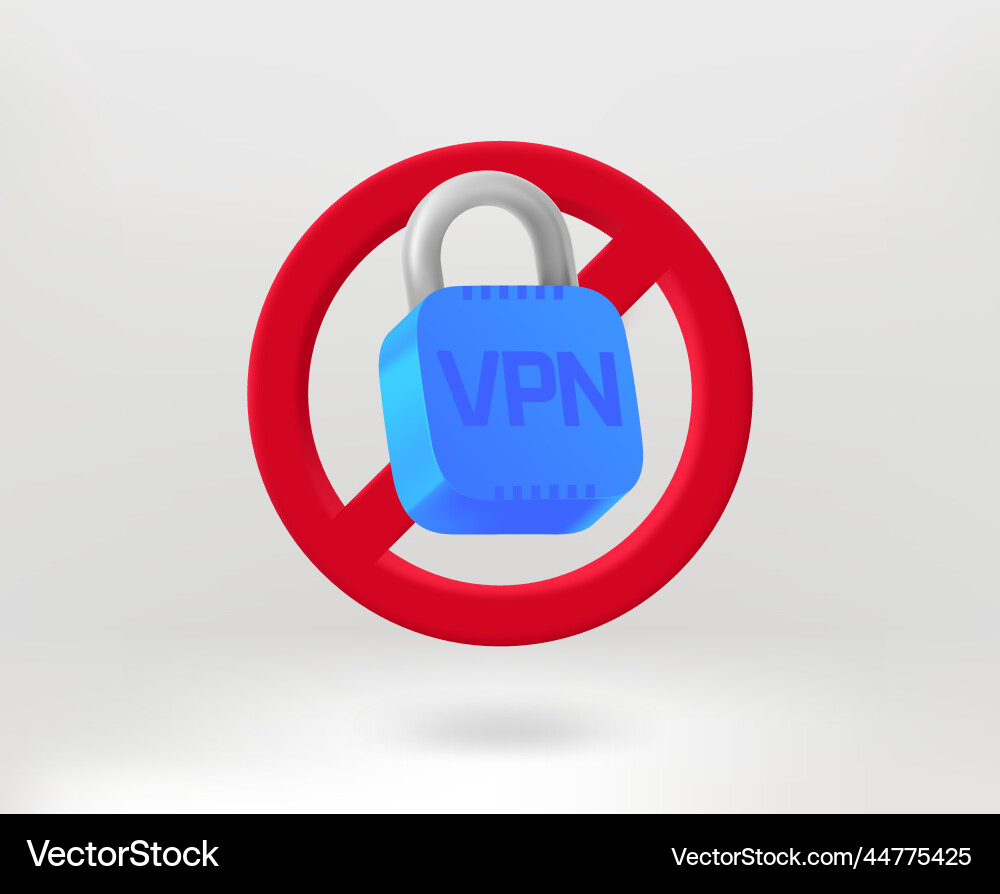 Vpn service forbidden concept with lock icon 3d Vector Image